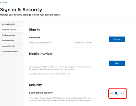 maX Account Management